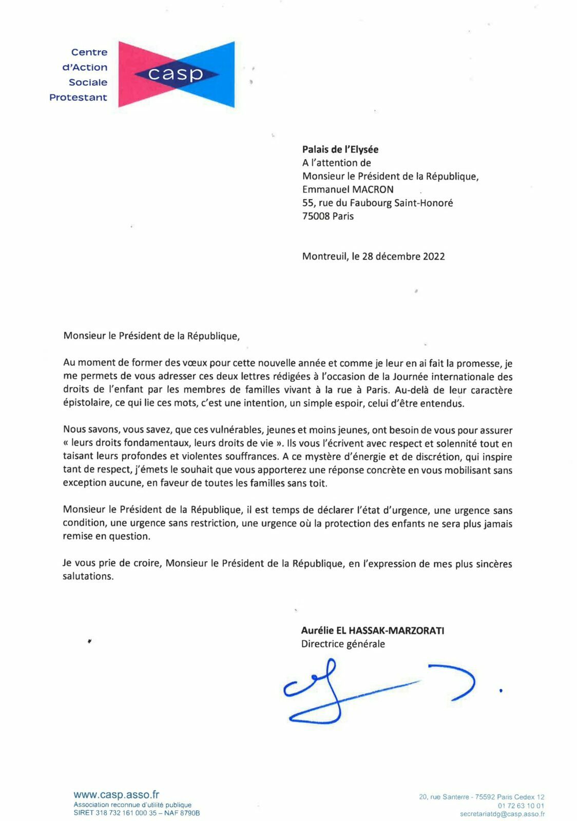 Courrier pour le Président de la République "Nous faisons tous le même ...